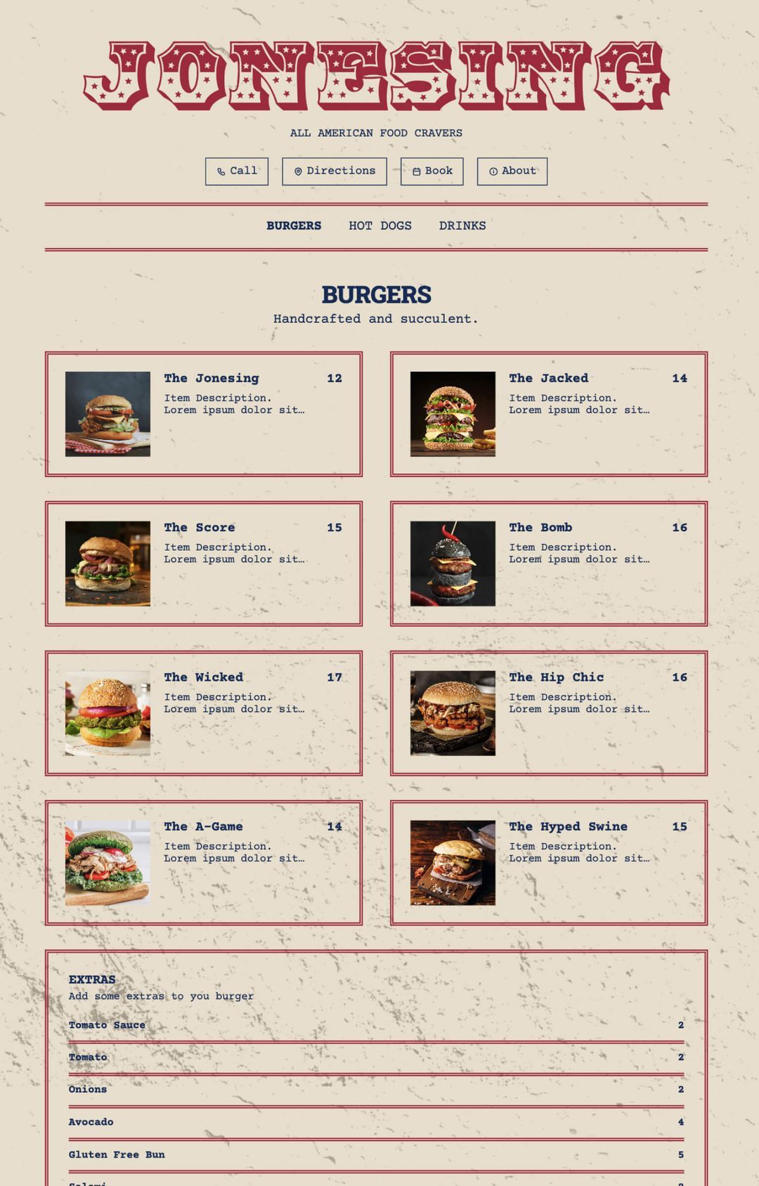 Free American Food Truck Menu Template | Menuzen