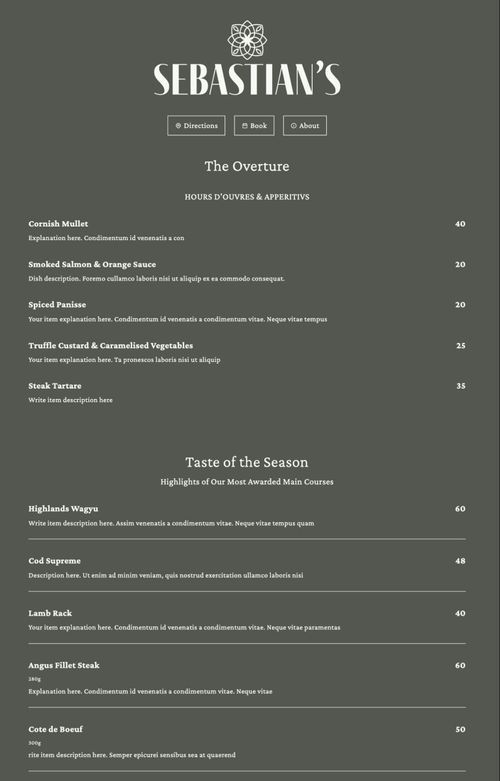 Free Fine Dining Menu Templates | For Decadent Restaurants