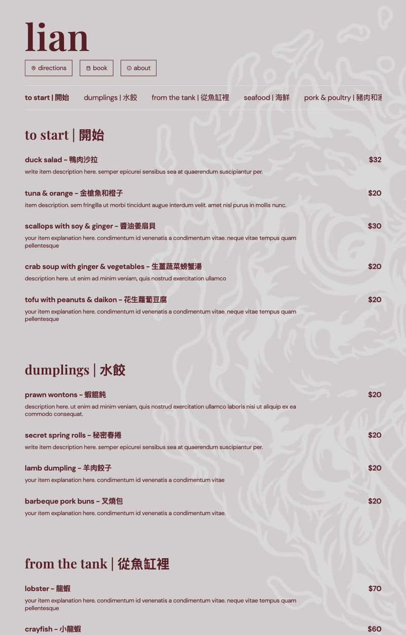 Create your free menu today | Menuzen