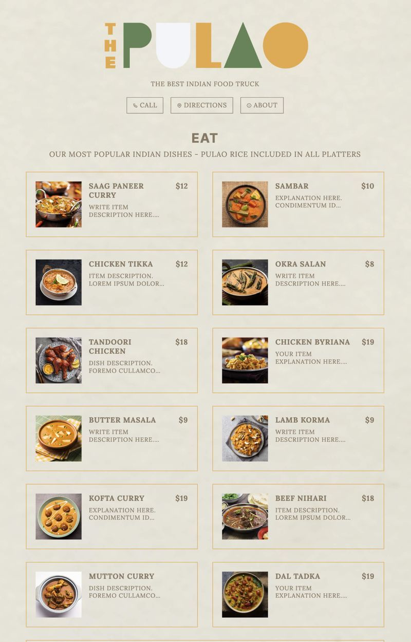 Free Simple Menu Template | Menuzen