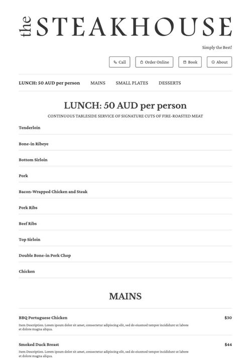 Free Simple Menu Template | Menuzen