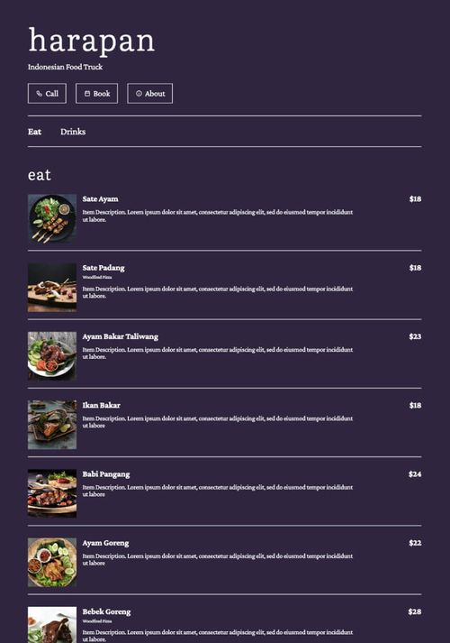 Free Simple Menu Template | Menuzen