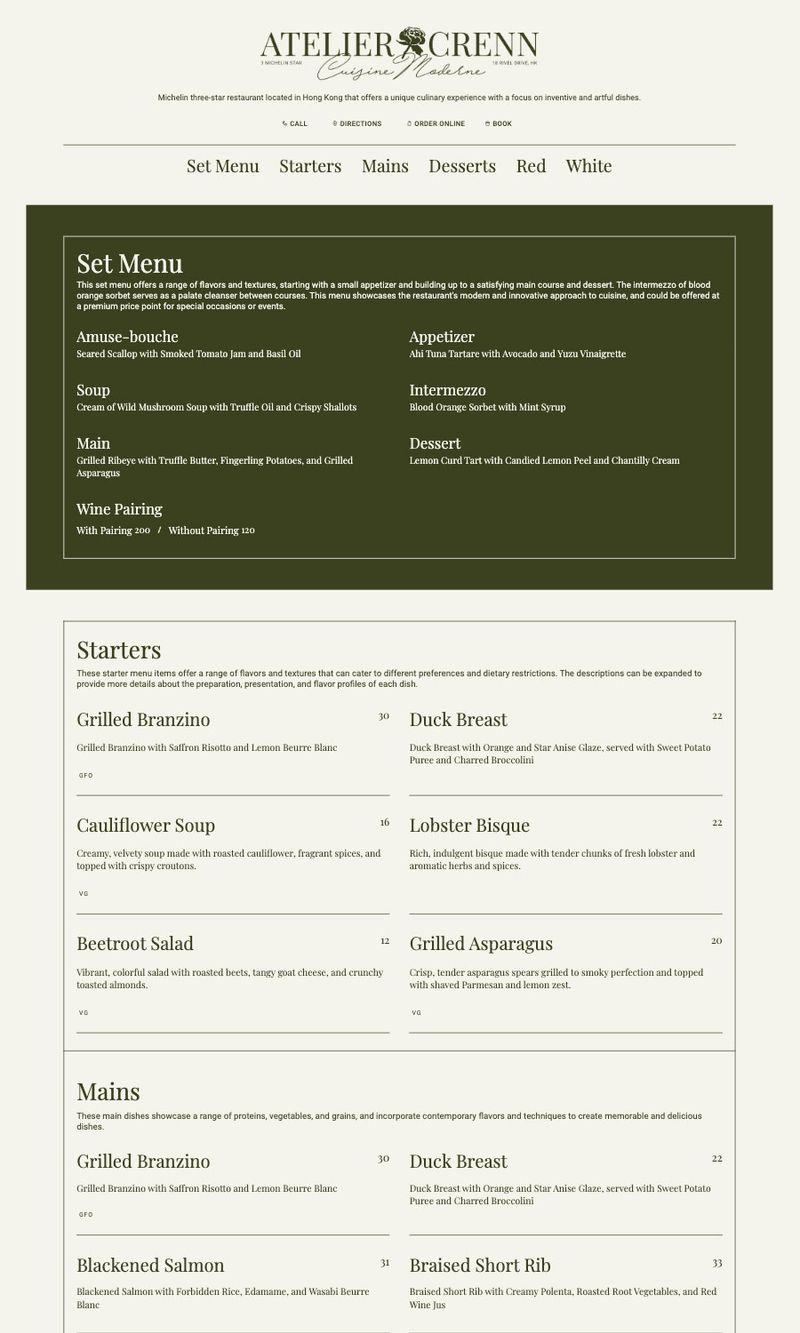 Free Simple Menu Template | Menuzen