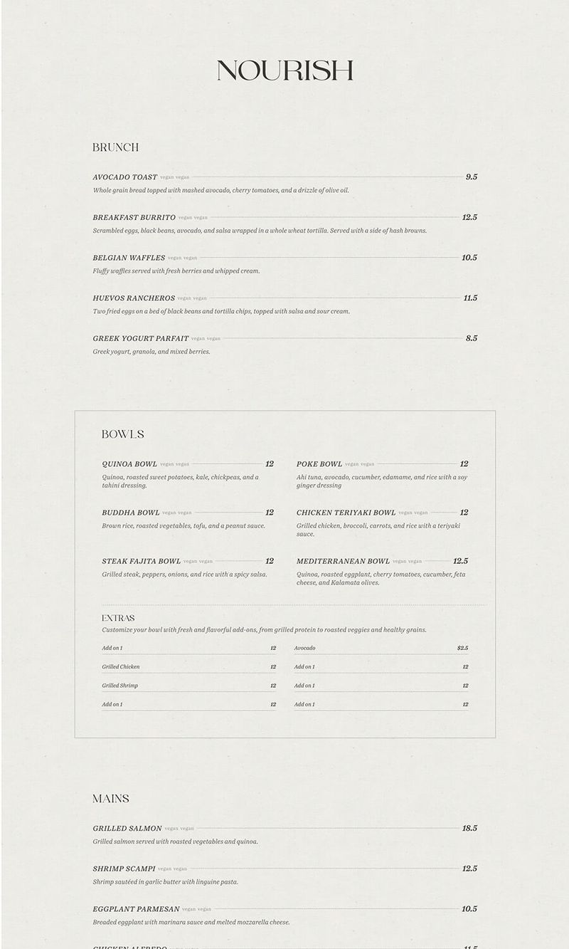 Free Simple Menu Template | Menuzen