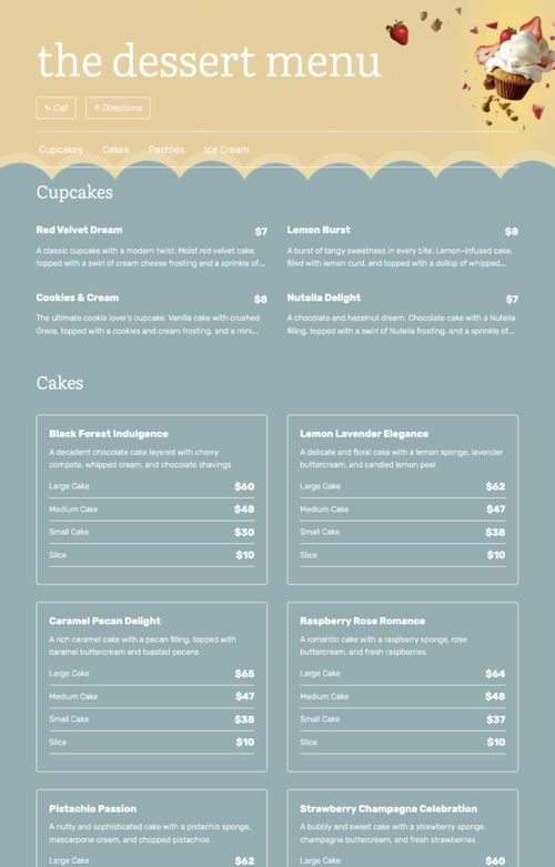 Free Dessert Menu Template | Menuzen