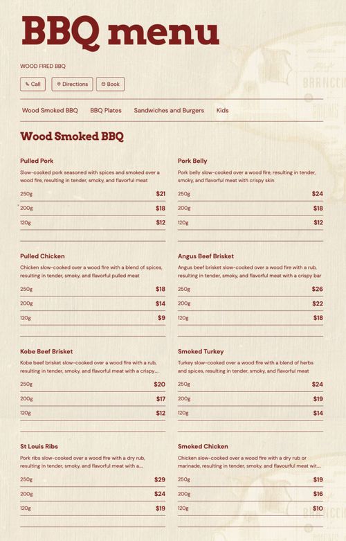 Create your free menu today | Menuzen