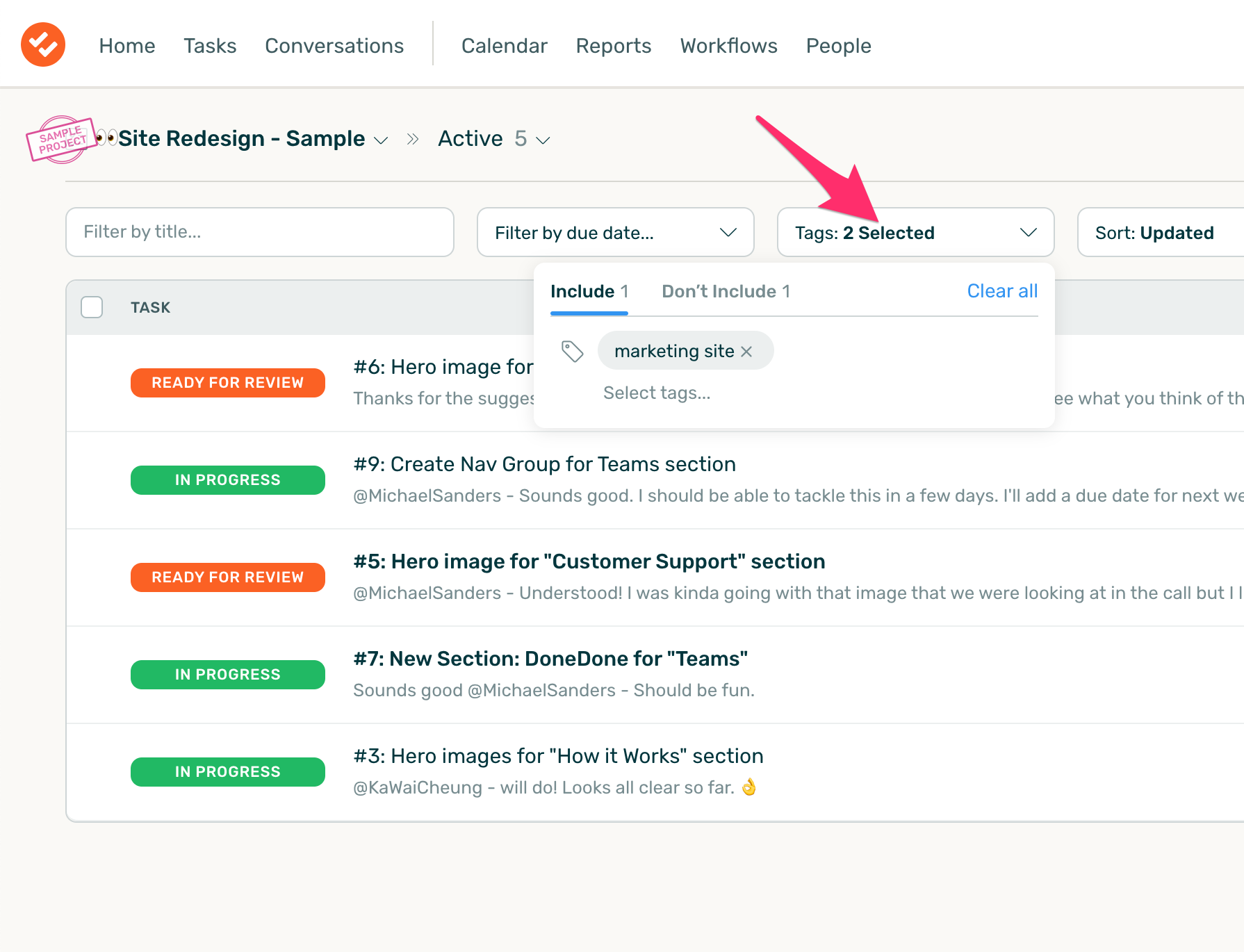 Using Tags to Organize Work - Help Docs - DoneDone