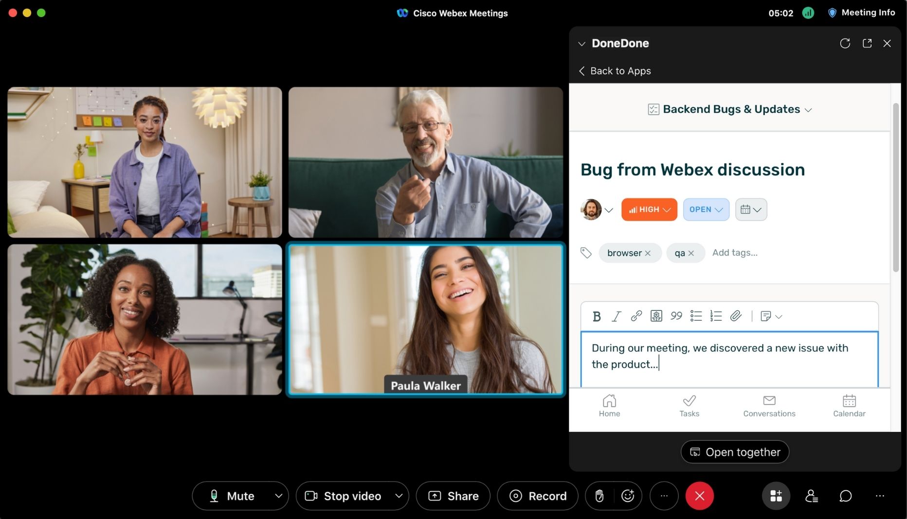 DoneDone and Webex