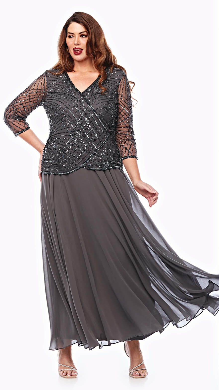 Layla Jones - LJ0504 - Beaded dress with georgette skirt