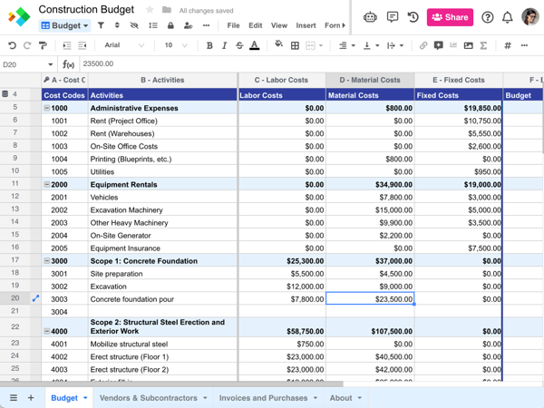 Construction Punch List Spreadsheet
