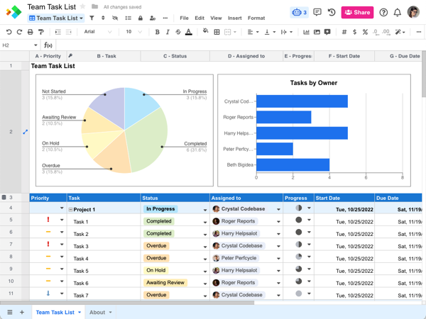 Team Task List Management Template Spreadsheet Templates
