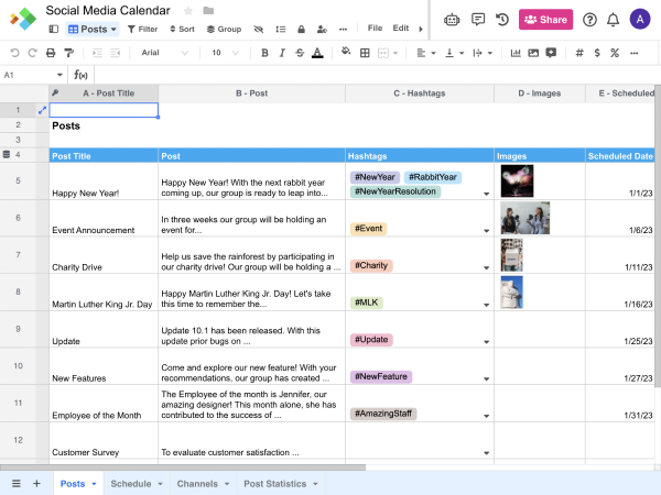 Social Media Calendar Template Spreadsheet