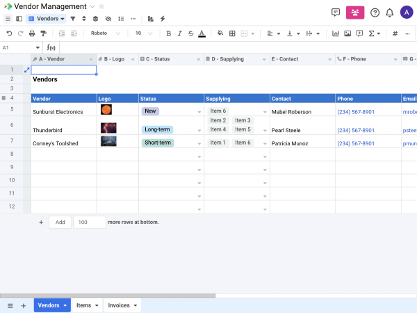 Vendor Management Template Spreadsheet