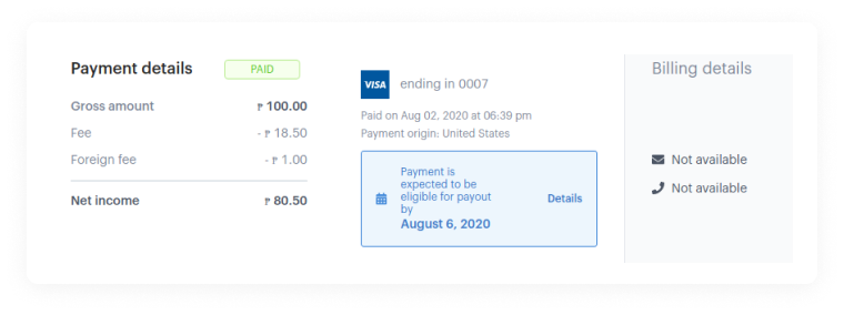 Transaction fees, rates, and charges