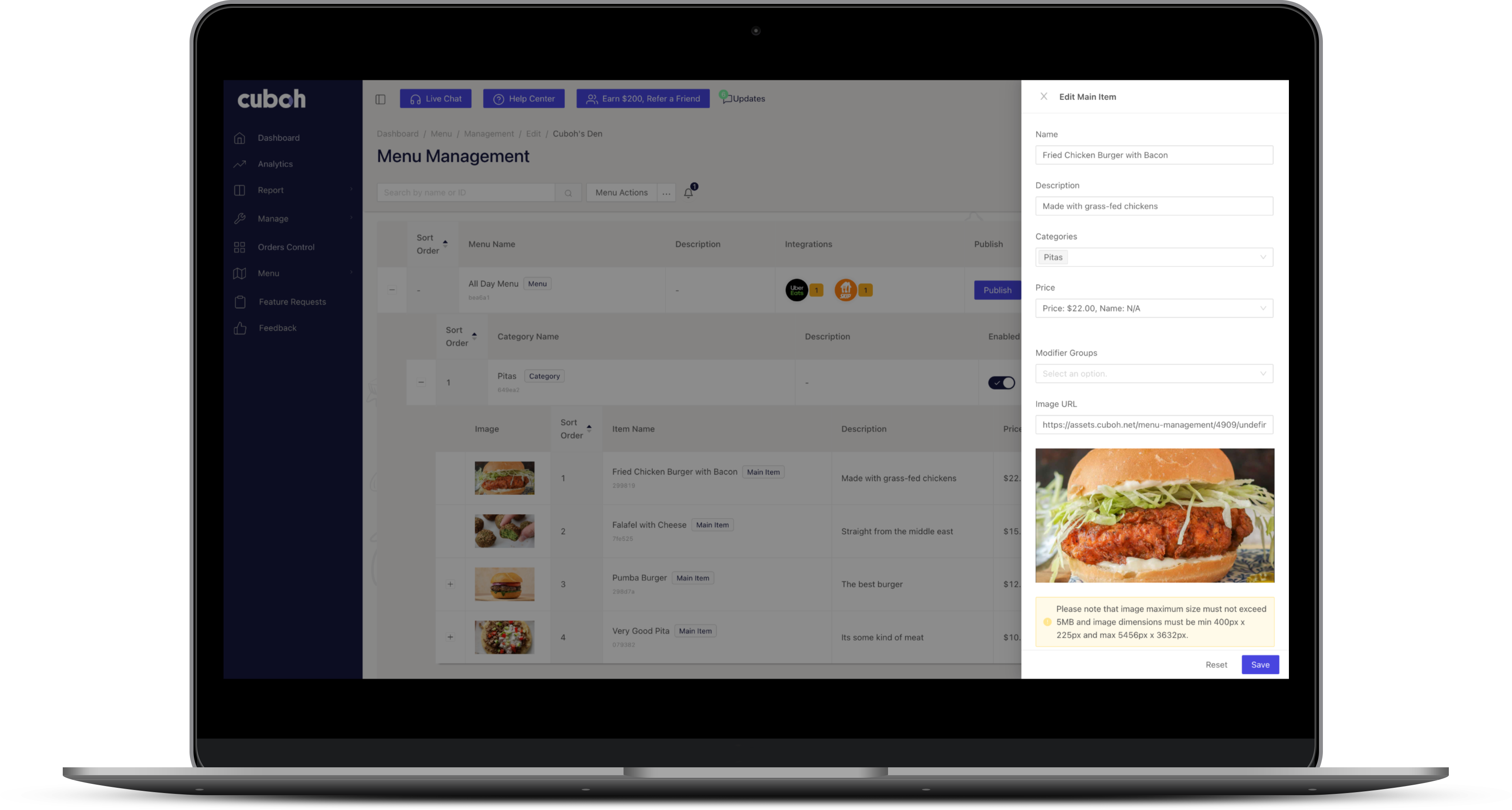 Cuboh - Menu Management