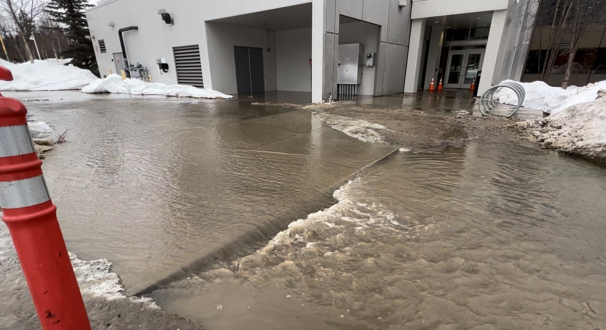 Video: North end of Consortium Library flooded from burst water main