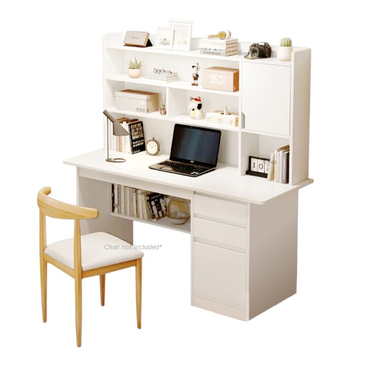 Buy Modern Study Table with Compact Shelf - White - Bless Maldives