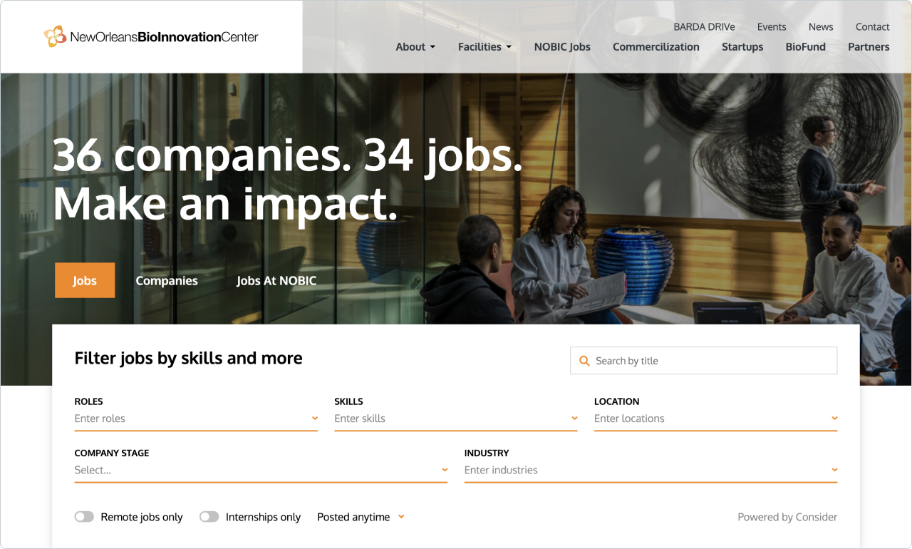 Introducing the New Orleans BioInnovation Center (NOBIC) Job Board | Blog