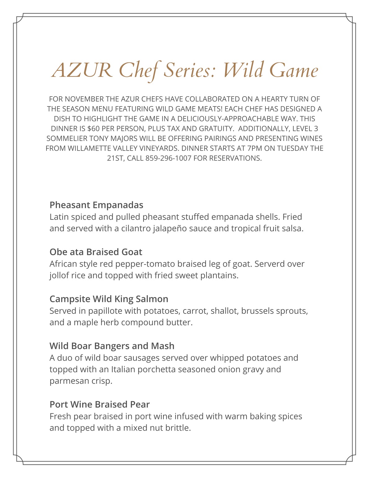 Upscale Restaurant Lexington | Fine Dining Lexington - Azur Restaurant ...