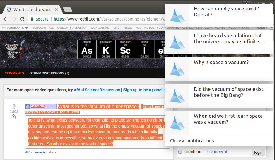 Reddit science discussions as a dataset | Jun 01, 2017