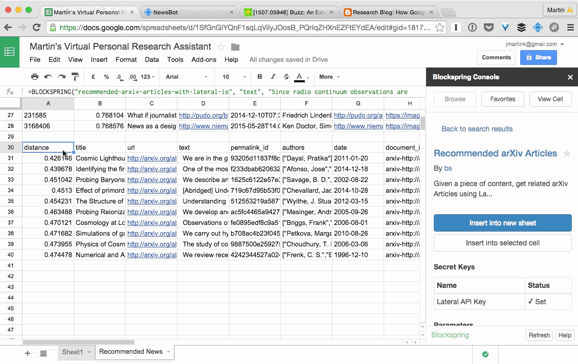 A guide on how to build a personal research assistant in a spreadsheet ...