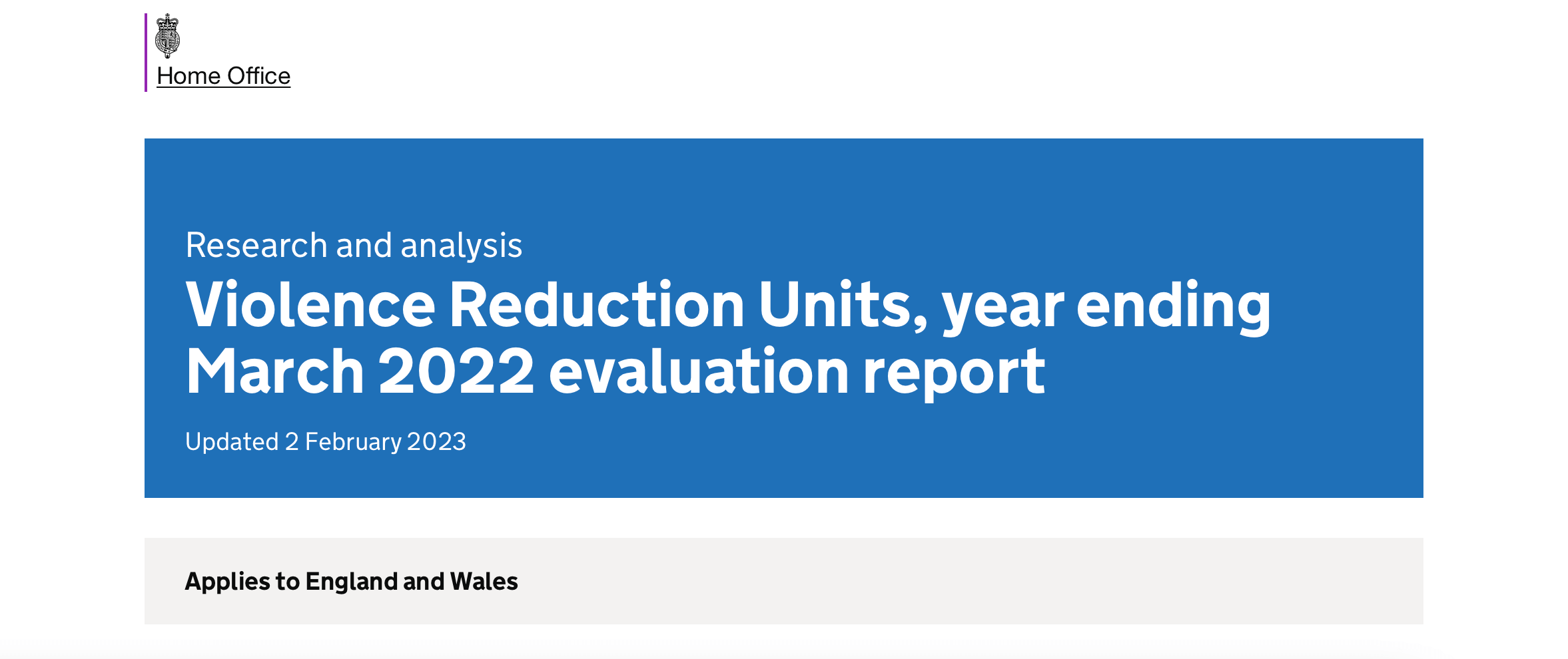 Violence Reduction Units, year ending March 2022 evaluation report