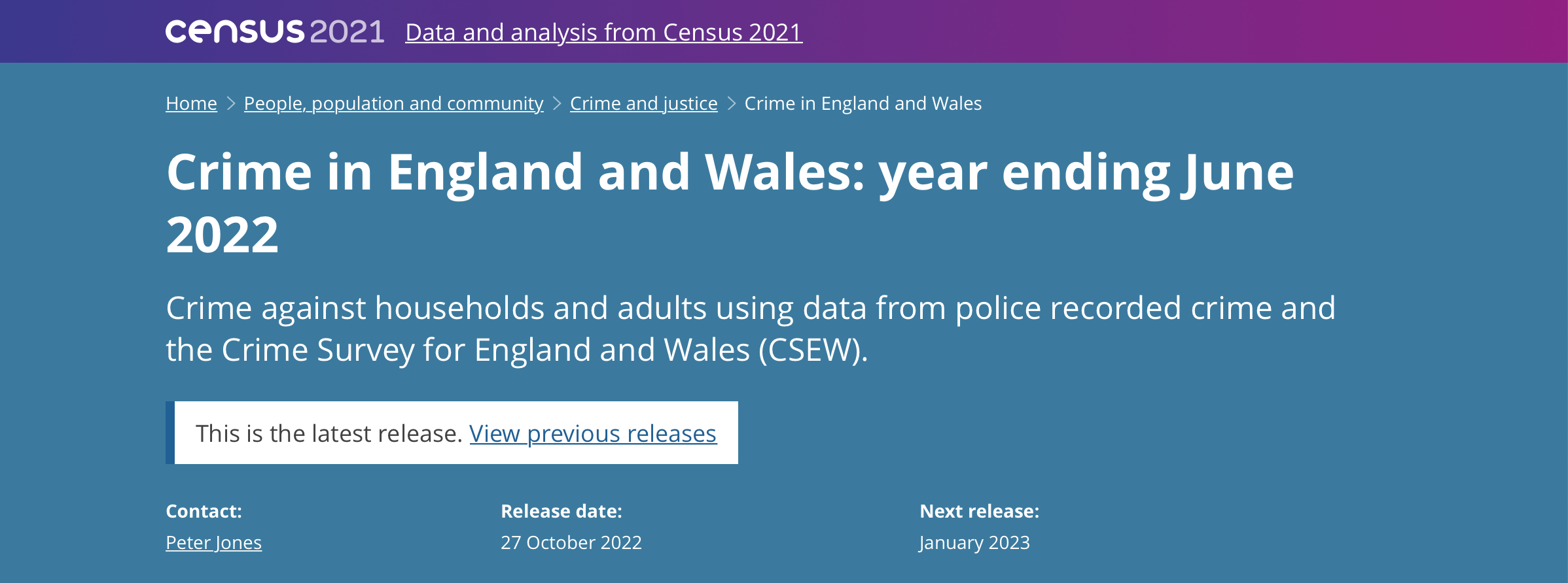 Crime in England and Wales: year ending June 2022