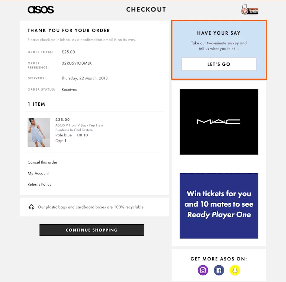 Order Confirmation Page: 25 Best Practices (+ Great examples)
