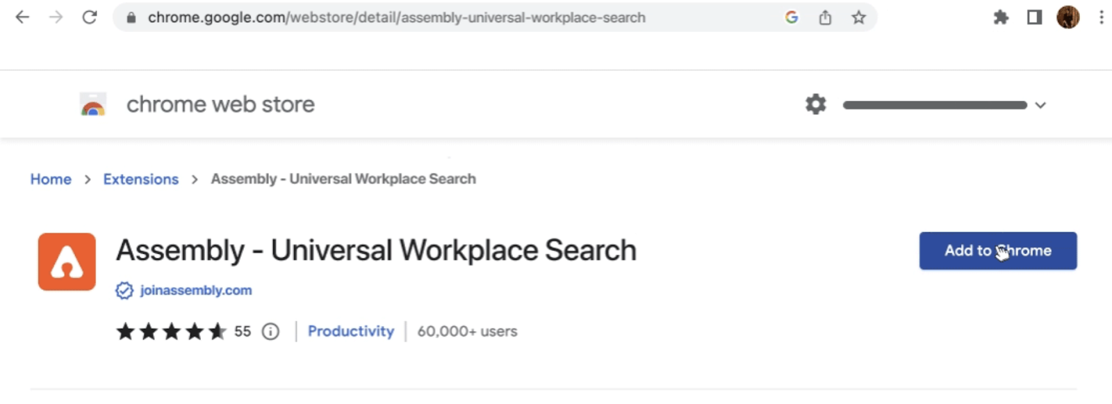 Installing the Assembly Browser Extension on Chrome