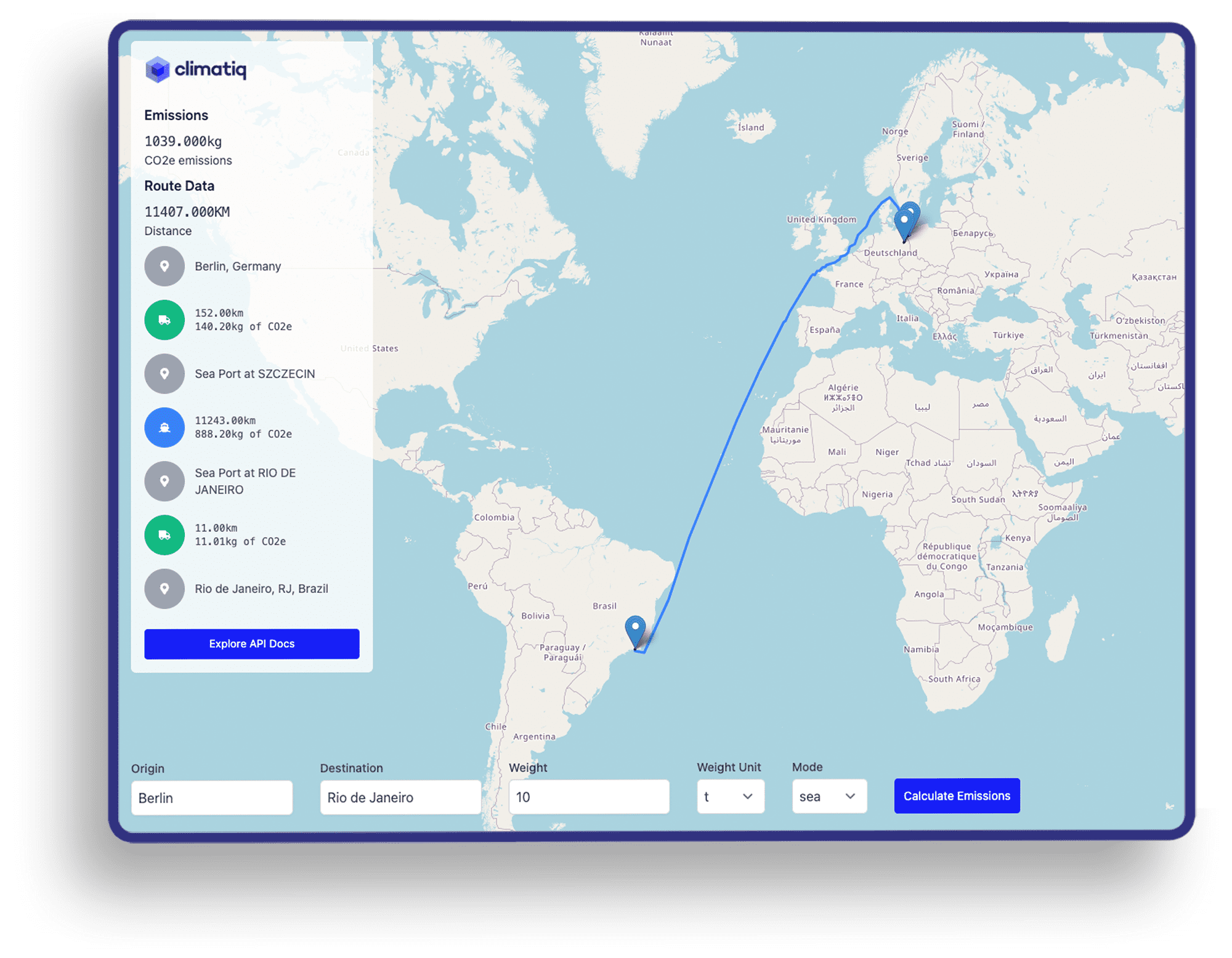 Freight Shipping & Transport Carbon Emissions | Carbon Footprint API ...