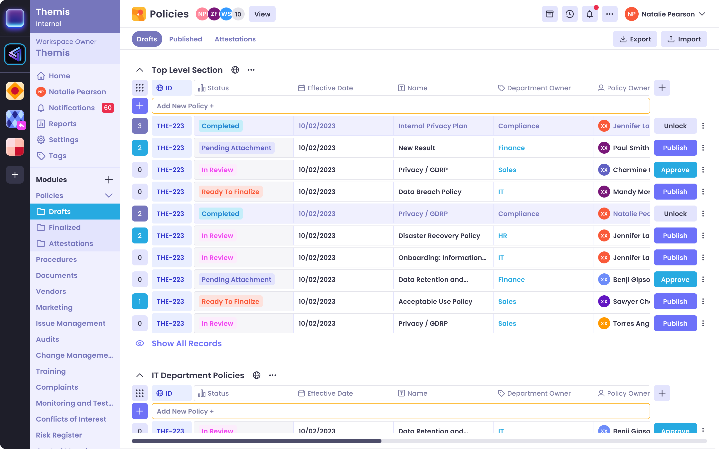 Manage risk associated products