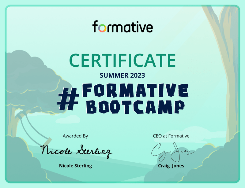 2023 Summer Bootcamp Certificate