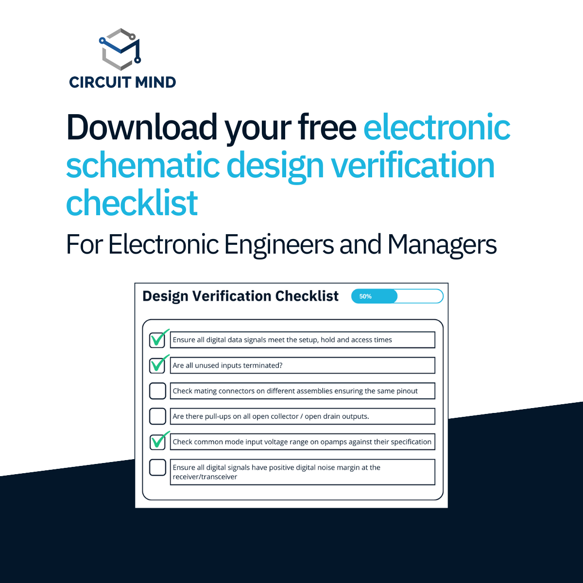 Electronic schematic design verification checklist