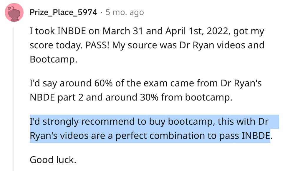 Student Reviews | INBDE Bootcamp