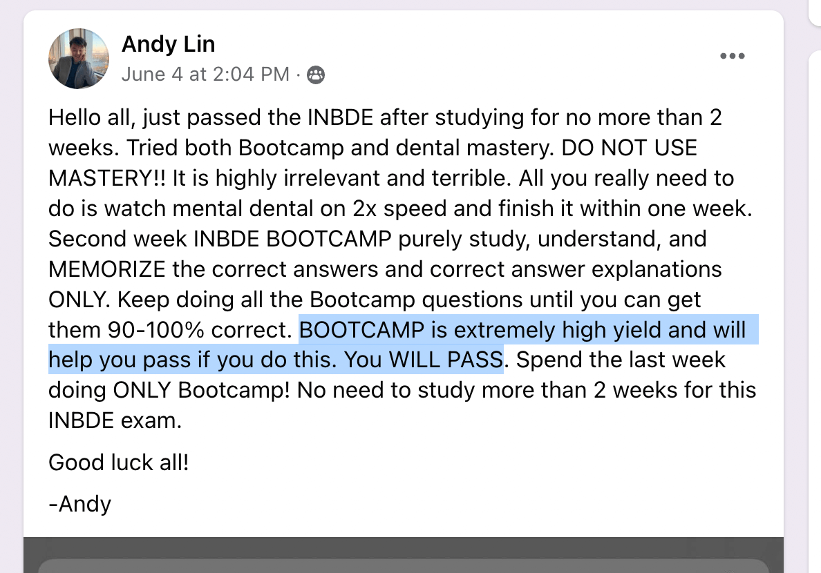 Student Reviews | INBDE Bootcamp