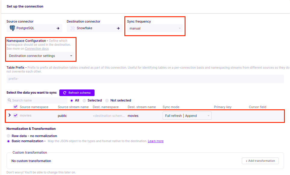 How to Connect & Load Data from Postgres to Snowflake destination?