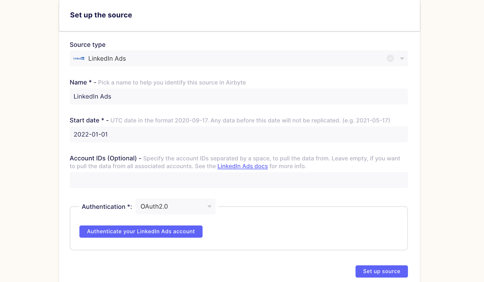 Export data from LinkedIn Ads to BigQuery | Airbyte