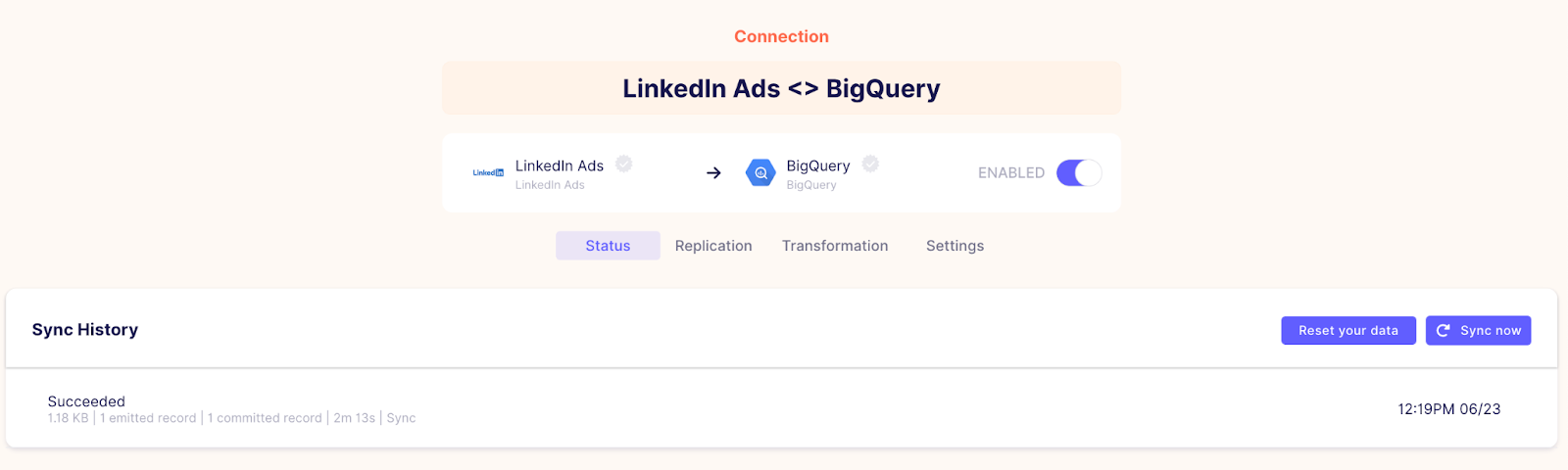 Export data from LinkedIn Ads to BigQuery | Airbyte