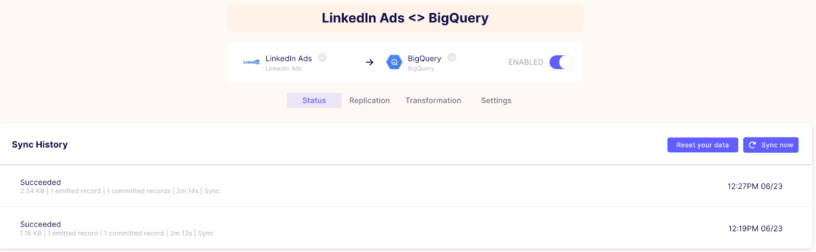 Export data from LinkedIn Ads to BigQuery | Airbyte