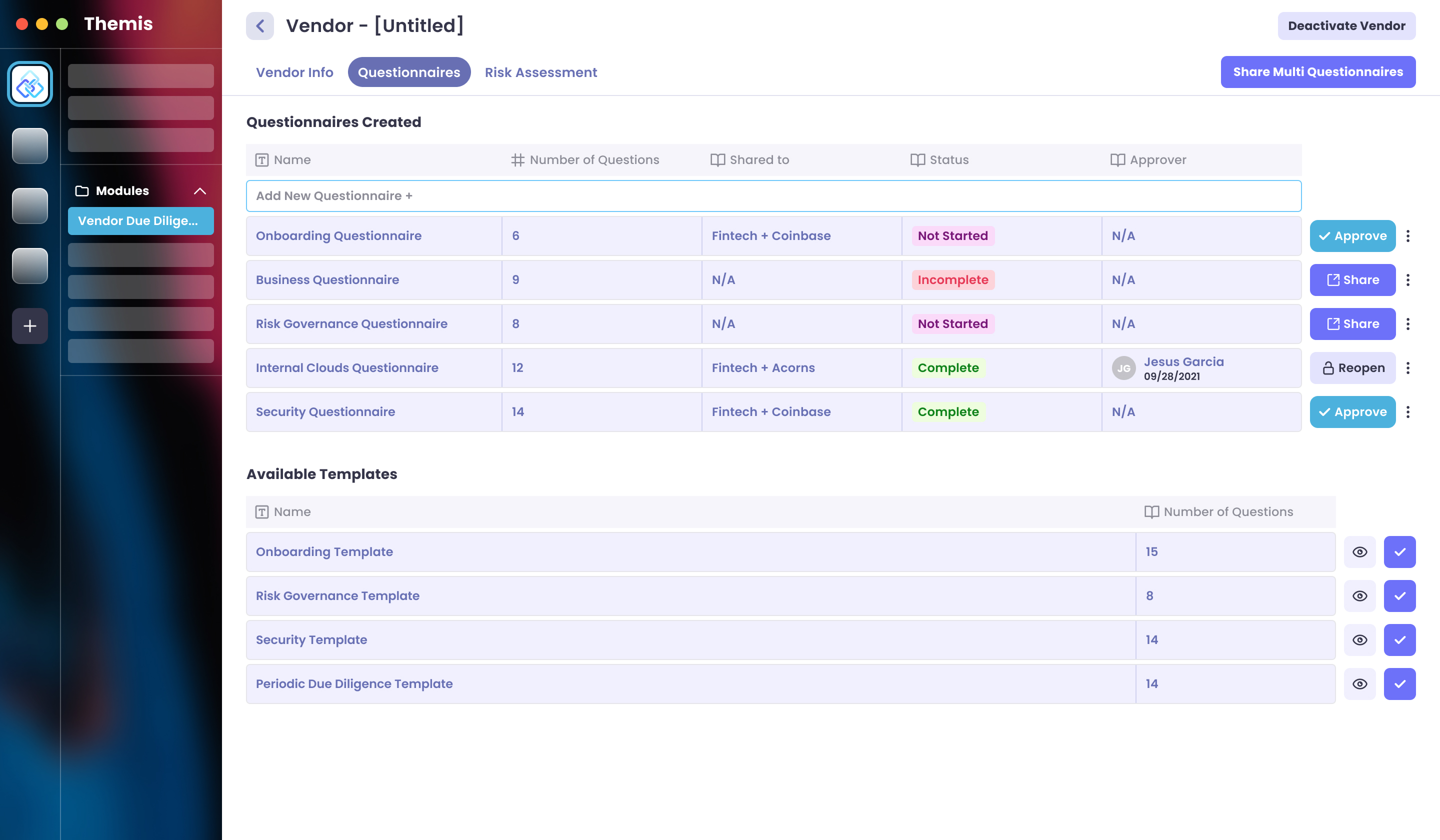Vendor Management Due Diligence, Vendor Management Module