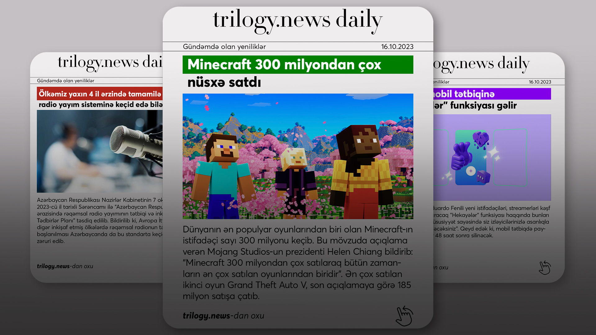 Minecraft 300 milyondan çox nüsxə satdı | Bu günün xəbərləri | Trilogy News