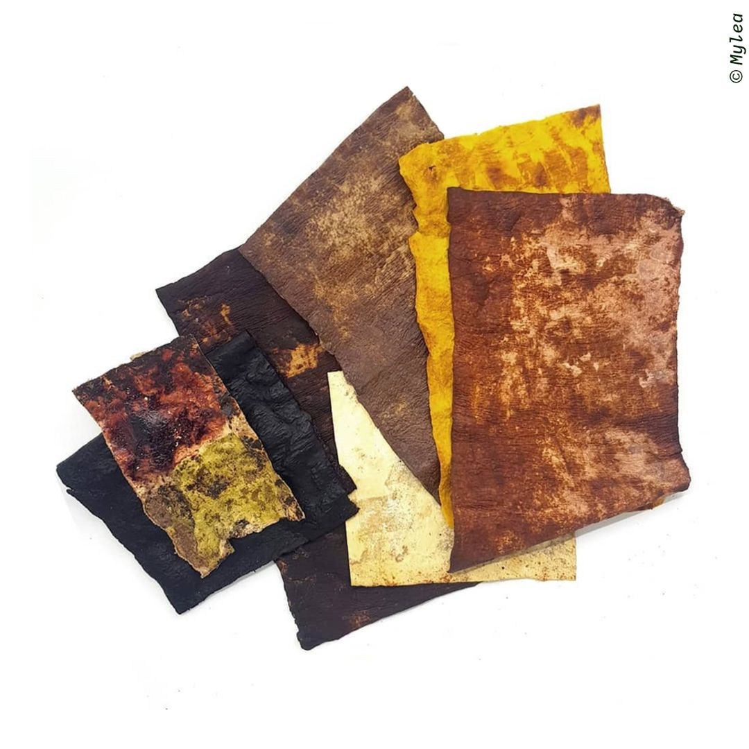 Biofabricated mycelium Mylea leather sheets~HauteMatter