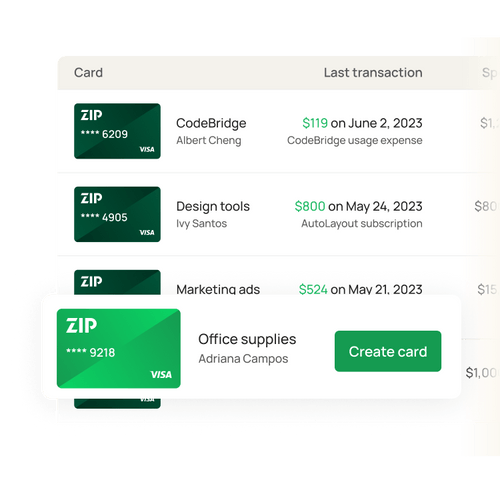Vendor Card Solution | Zip