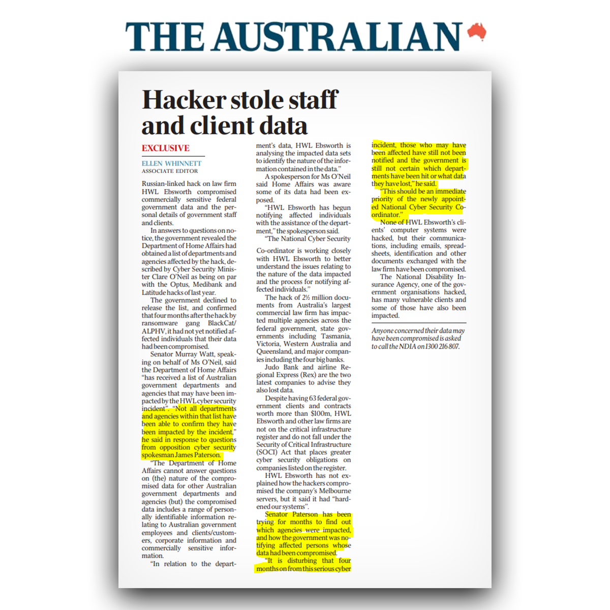 Hacker stole staff and client data