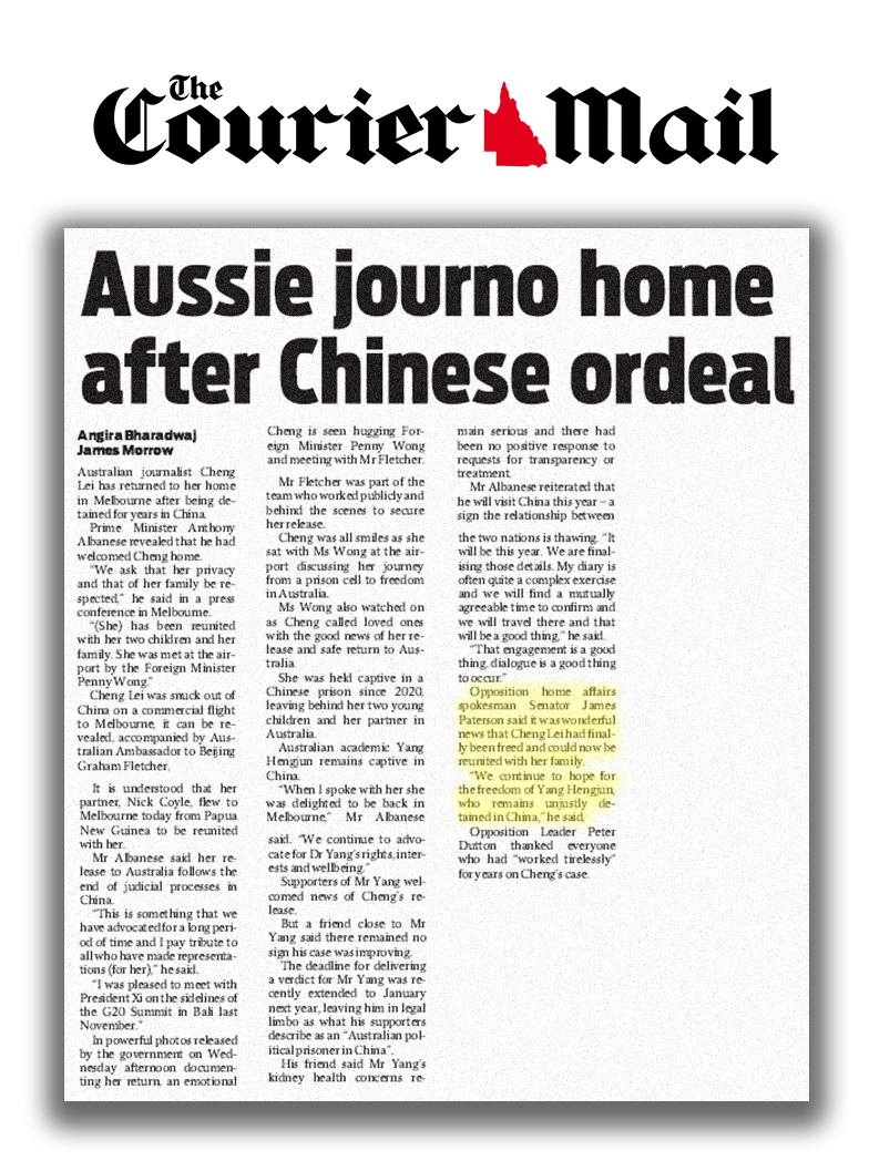 Aussie journo home after Chinese ordeal