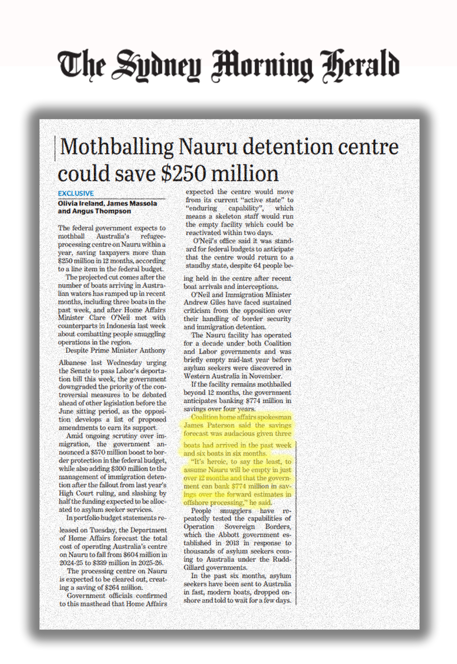 Mothballing Nauru detention centre could save $250 million