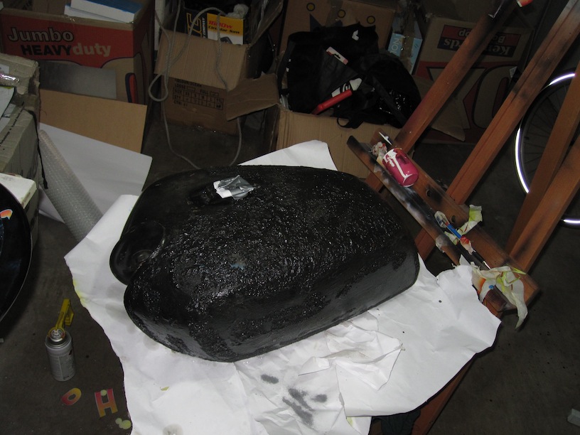 Removing paint off a Yamaha XS250 Tank | Lanesplitter Garage