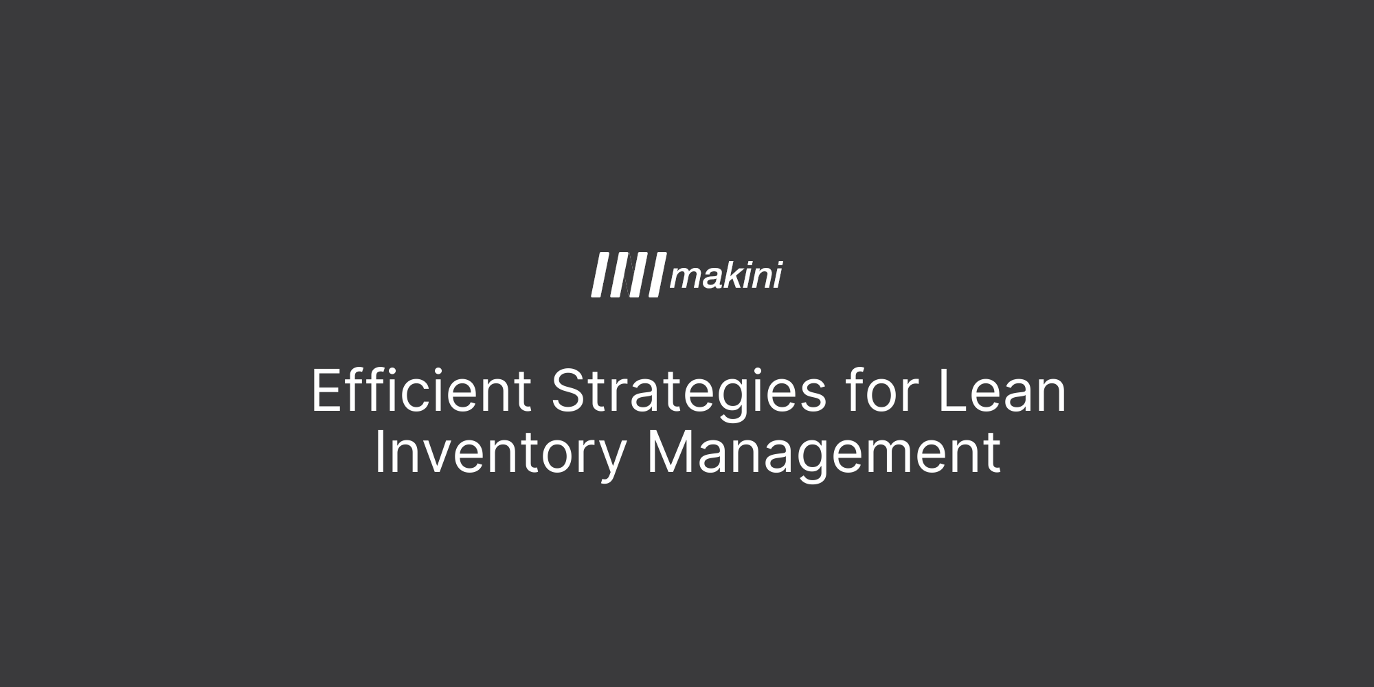 Efficient Strategies for Lean Inventory Management