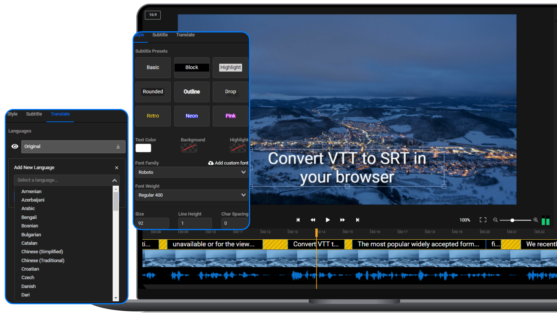 Convert VTT to SRT - Online VTT file converter