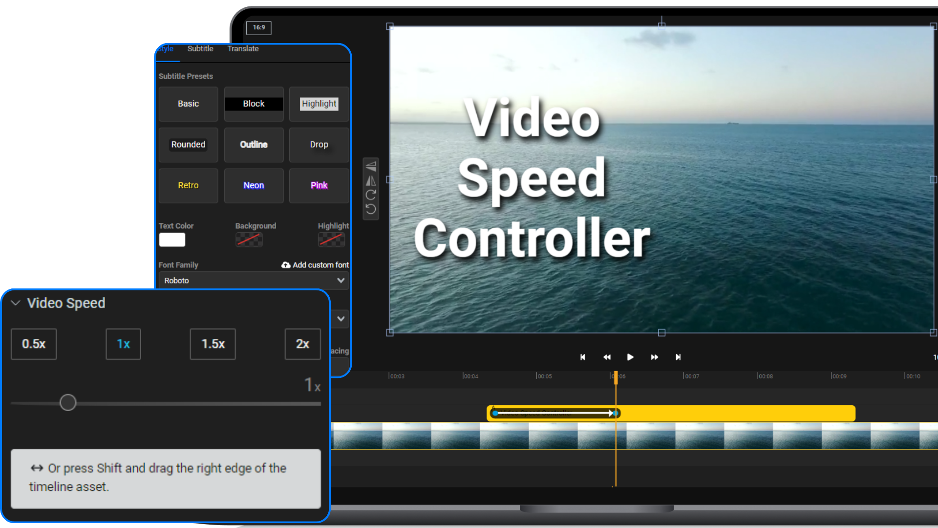 Control video speed easily with Flixier